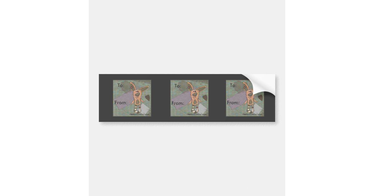 Primitive Bunny Bumper Sticker | Zazzle