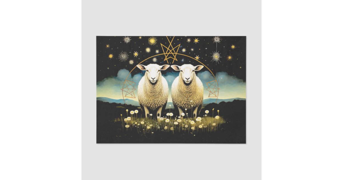 Primitive Celestial Sheep Decoupage Tissue Paper | Zazzle