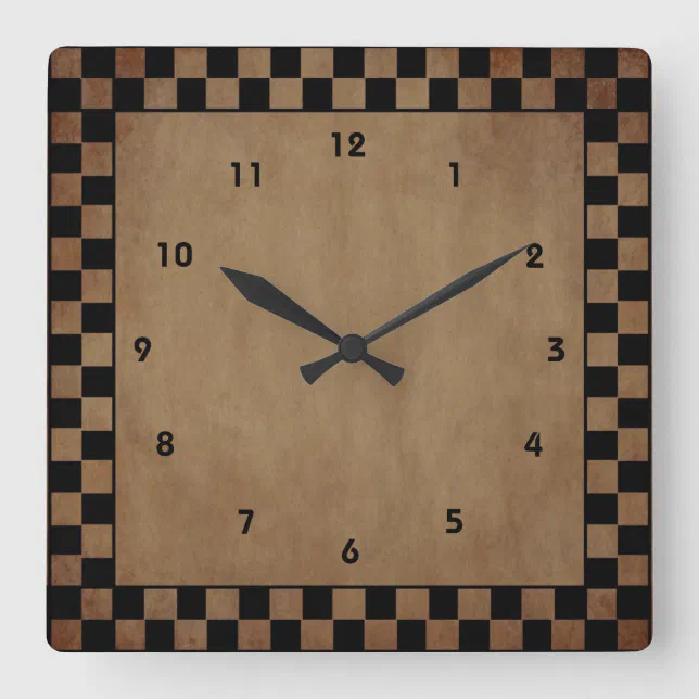 Primitive Check Wall Clock | Zazzle