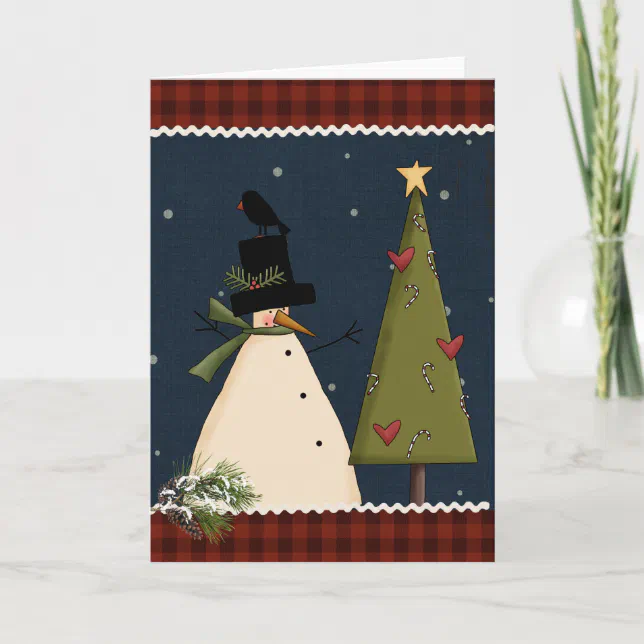 Primitive Christmas Greeting Card | Zazzle