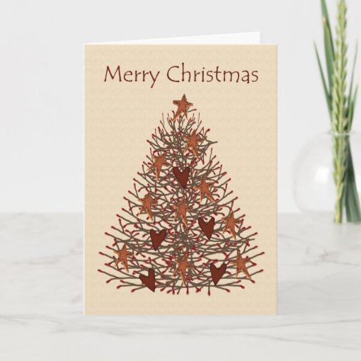 Primitive Christmas Tree Card | Zazzle