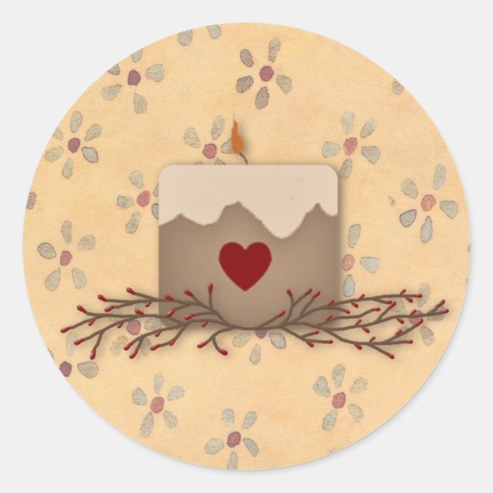 Primitive Country Candle Sticker | Zazzle.com