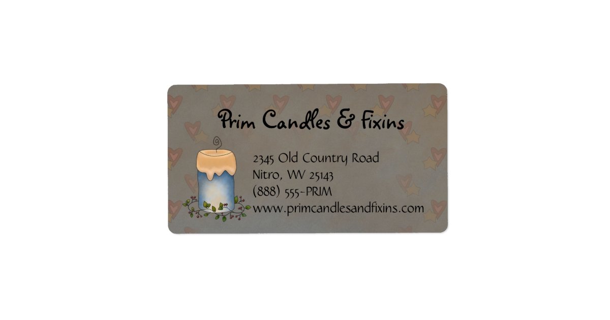 Primitive Country Candle with Berries Label | Zazzle