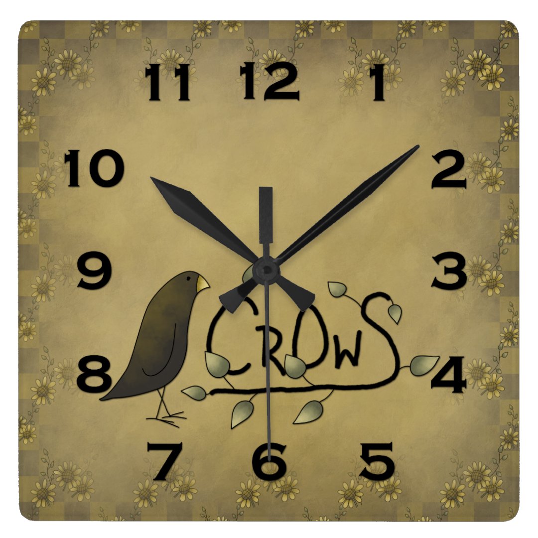 Primitive Country Crow Wall Clock | Zazzle