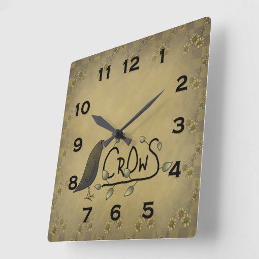 Primitive Country Crow Wall Clock | Zazzle