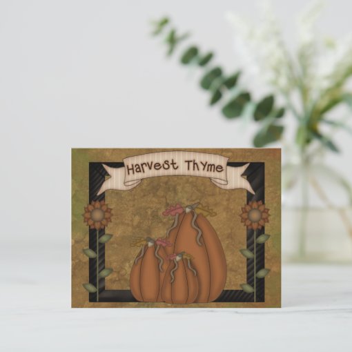 Primitive Country Fall Harvest Postcard | Zazzle