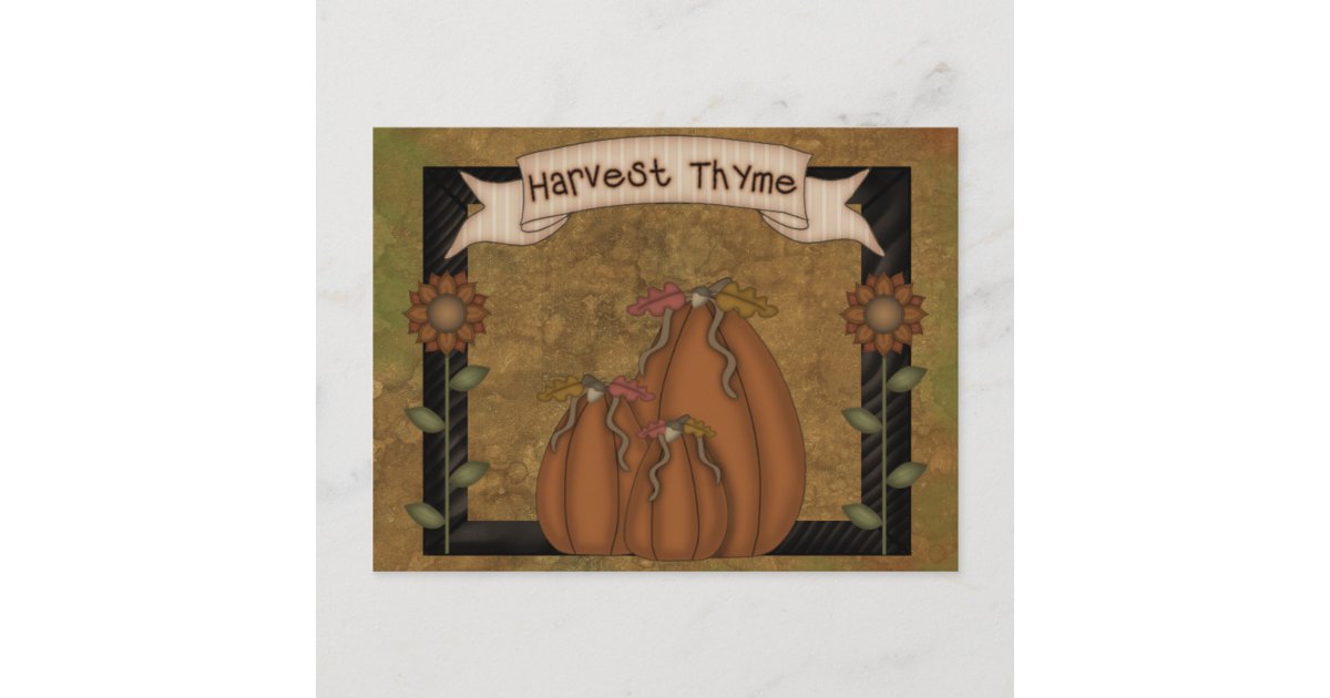 Primitive Country Fall Harvest Postcard | Zazzle