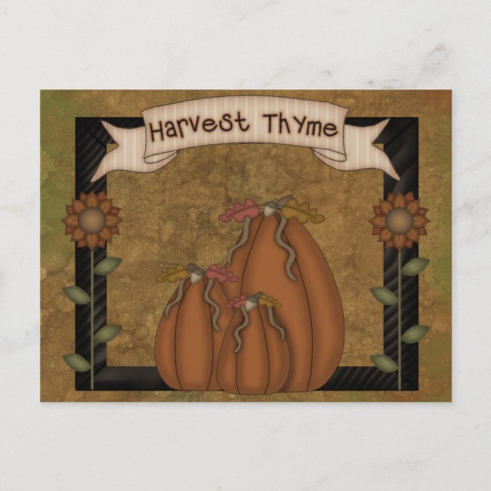 Primitive Country Fall Harvest Postcard | Zazzle.com