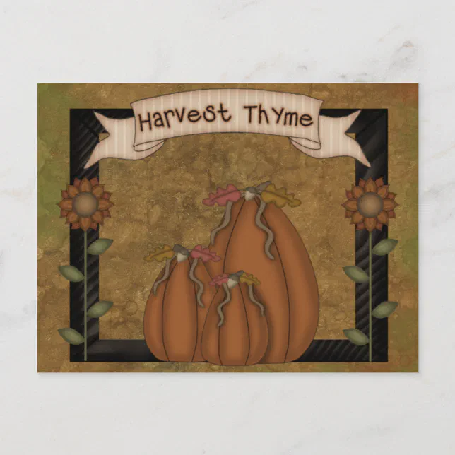 Primitive Country Fall Harvest Postcard | Zazzle