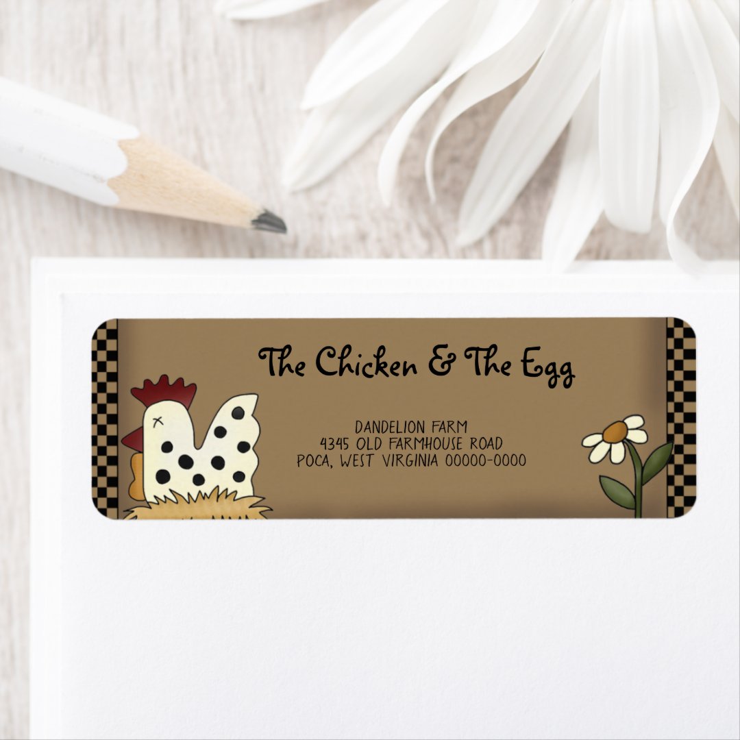 Primitive Country Farmhouse Chicken Shipping Labe Label | Zazzle