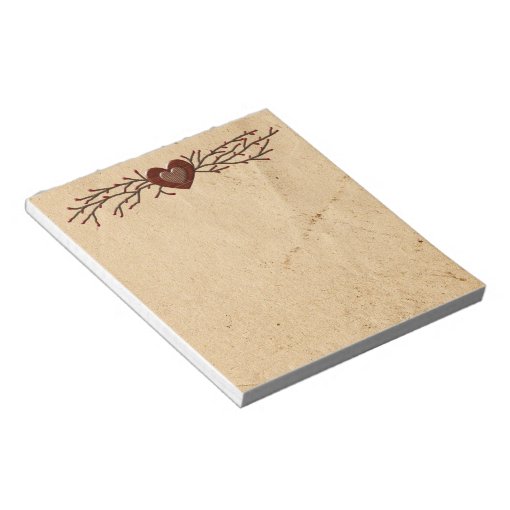 Primitive Country Heart Notepad | Zazzle