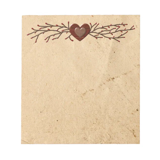 Primitive Country Heart Notepad | Zazzle