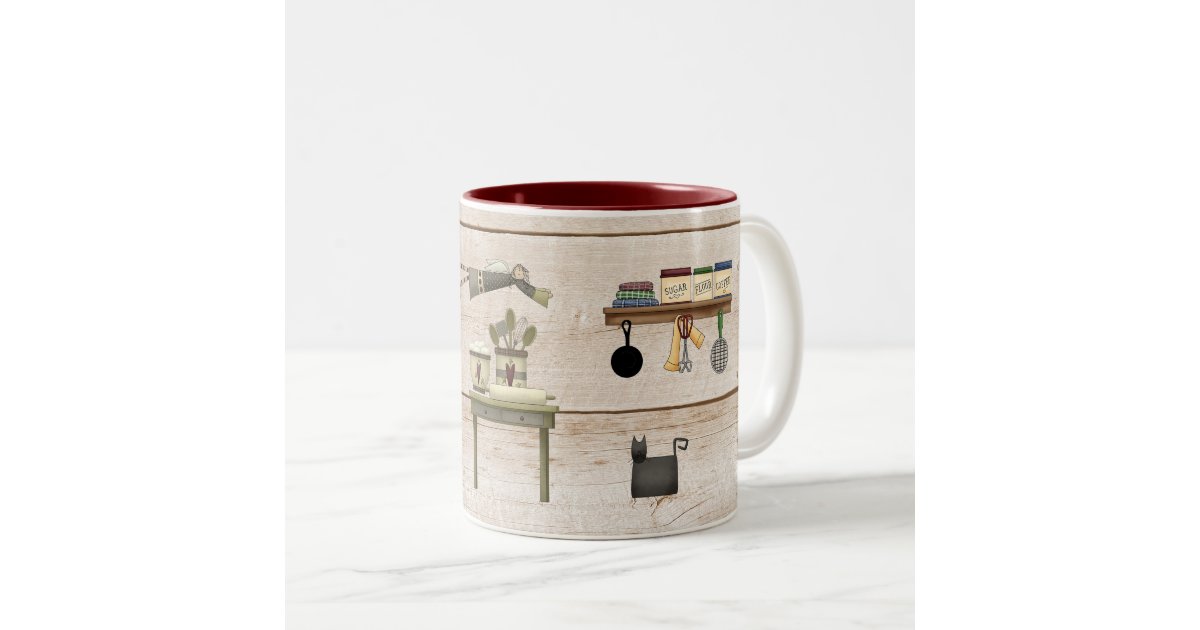 Primitive Country Kitchen Two-Tone Coffee Mug | Zazzle