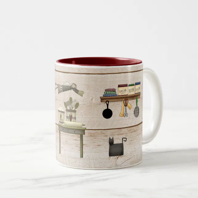 Primitive Country Kitchen Two-Tone Coffee Mug | Zazzle