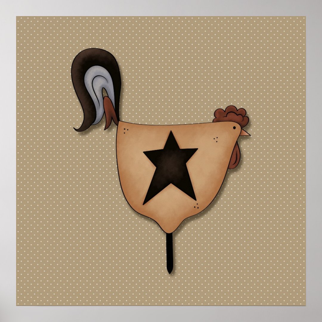 Primitive Country Rooster Decor | Zazzle
