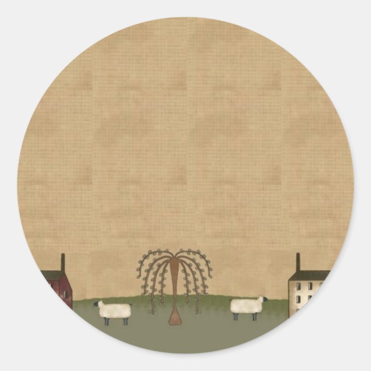 Primitive Country Scene Sticker | Zazzle