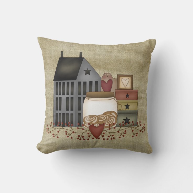 Primitive Country Whimsies Throw Pillow | Zazzle