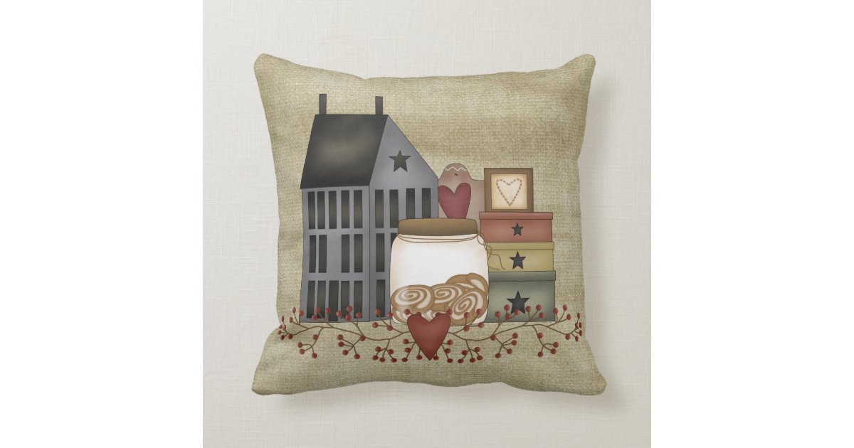 Primitive Country Whimsies Throw Pillow | Zazzle.com