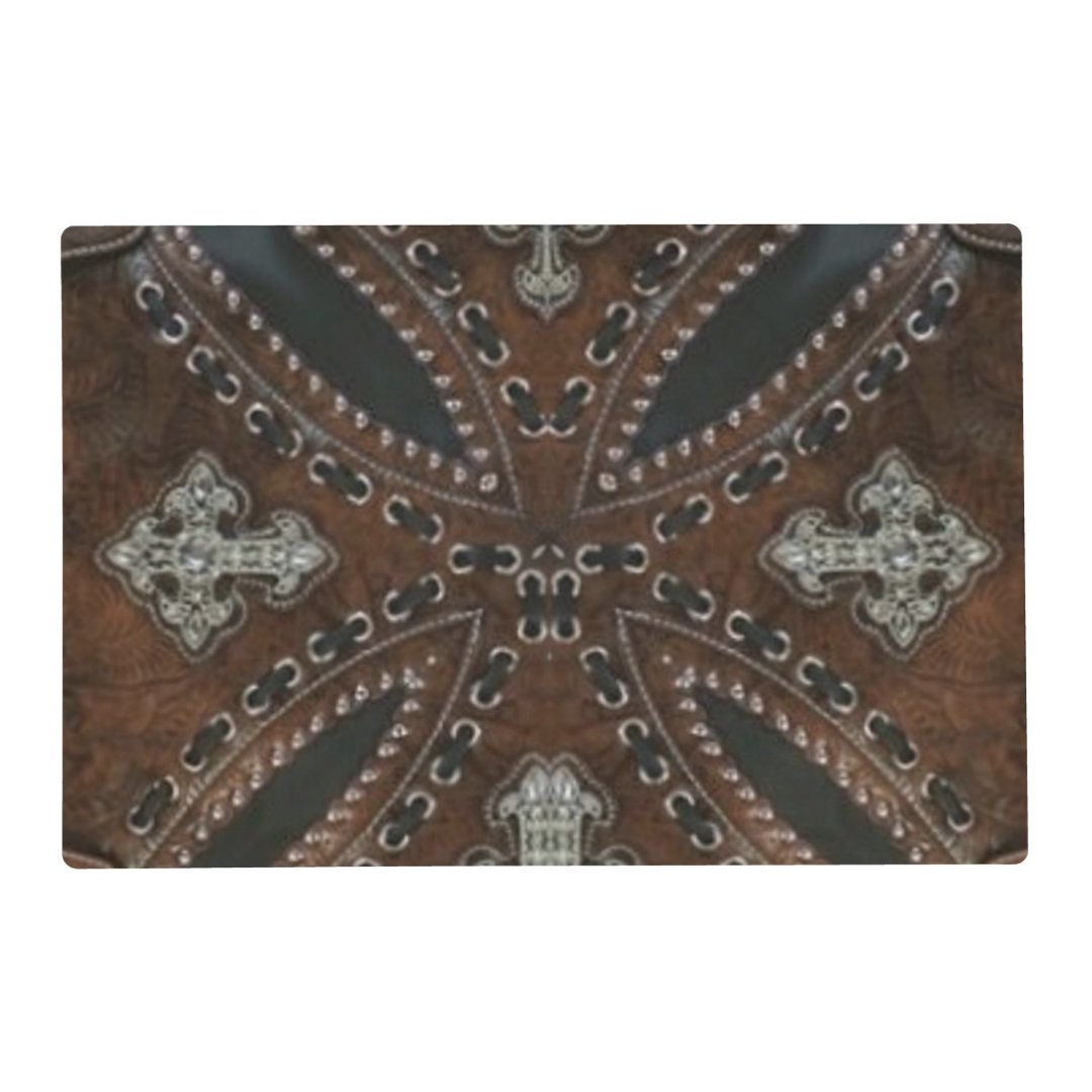 Primitive cowboy western country Tooled Leather Placemat | Zazzle
