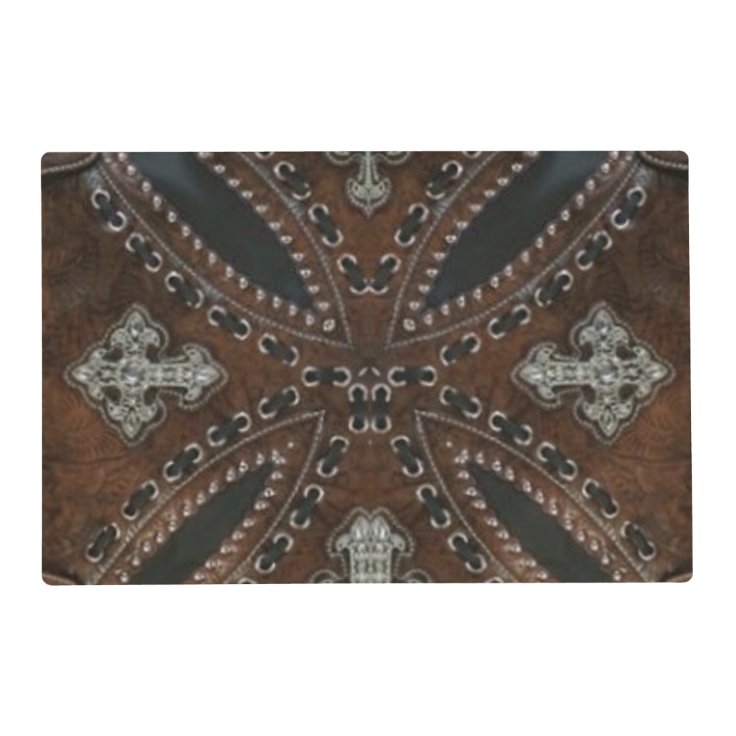Primitive cowboy western country Tooled Leather Placemat | Zazzle