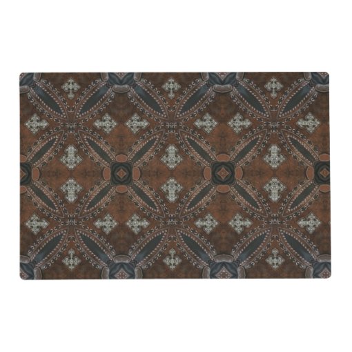 Primitive cowboy western country Tooled Leather Placemat | Zazzle