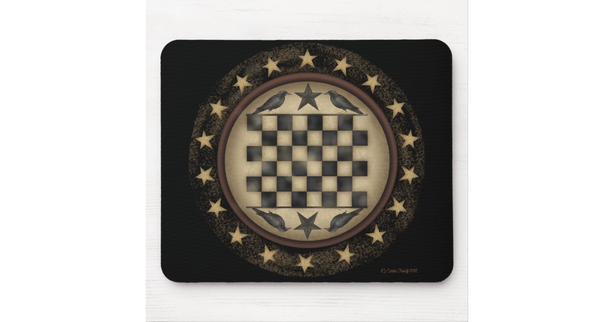 Primitive Crow Checkerboard Mousepad | Zazzle