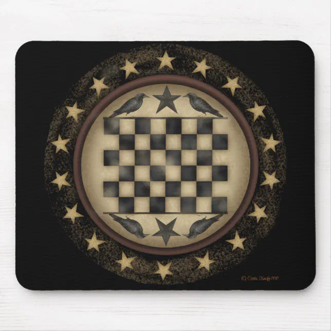 Primitive Crow Checkerboard Mousepad | Zazzle