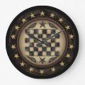 Primitive Crow Checkerboard Wall Clock | Zazzle