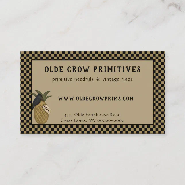 PRIMITIVE CROW COUNTRY CRAFTER BUSINESS CARD | Zazzle