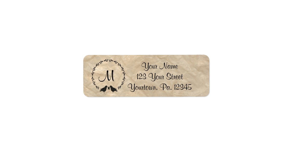 Primitive Crows Custom Initial Address Label | Zazzle