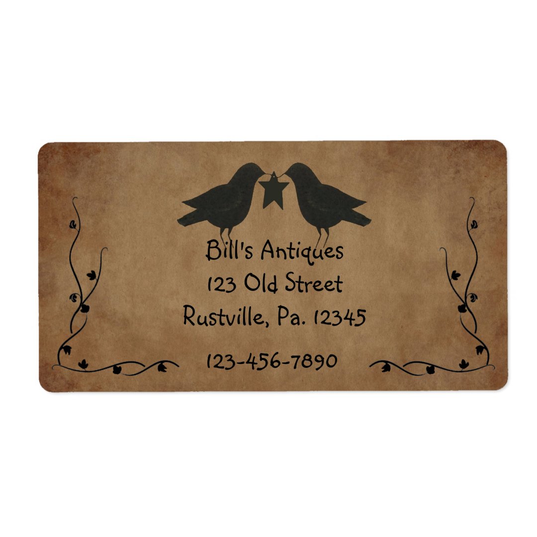 Primitive Crows Product Label | Zazzle