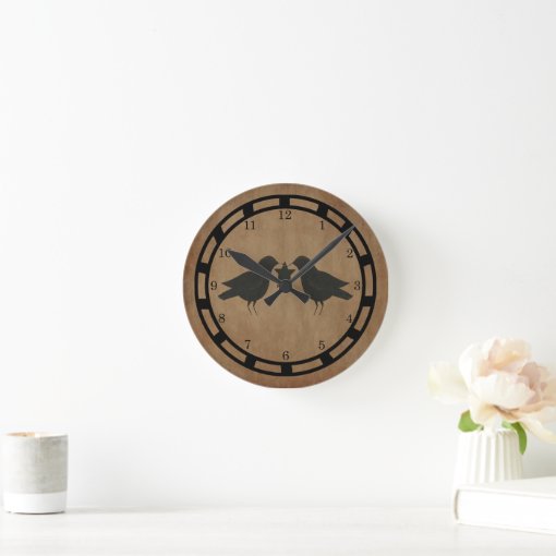 Primitive Crows Wall Clock | Zazzle
