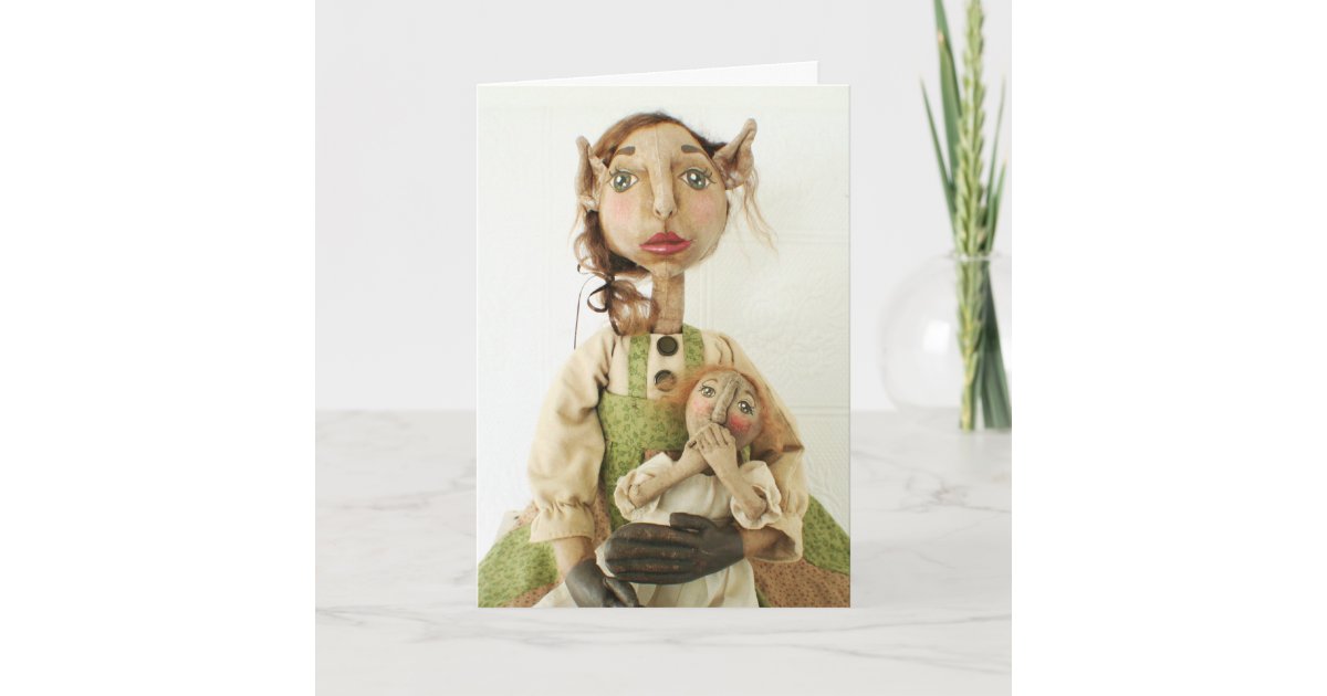 Primitive Folk Art Doll Christmas Card - Gwendolyn | Zazzle
