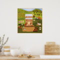 Primitive folk Art Old Country Store Farm Animals Poster | Zazzle