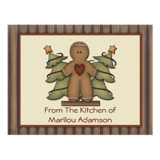 Primitive Gingerbread Man Recipe Cards | Zazzle.com