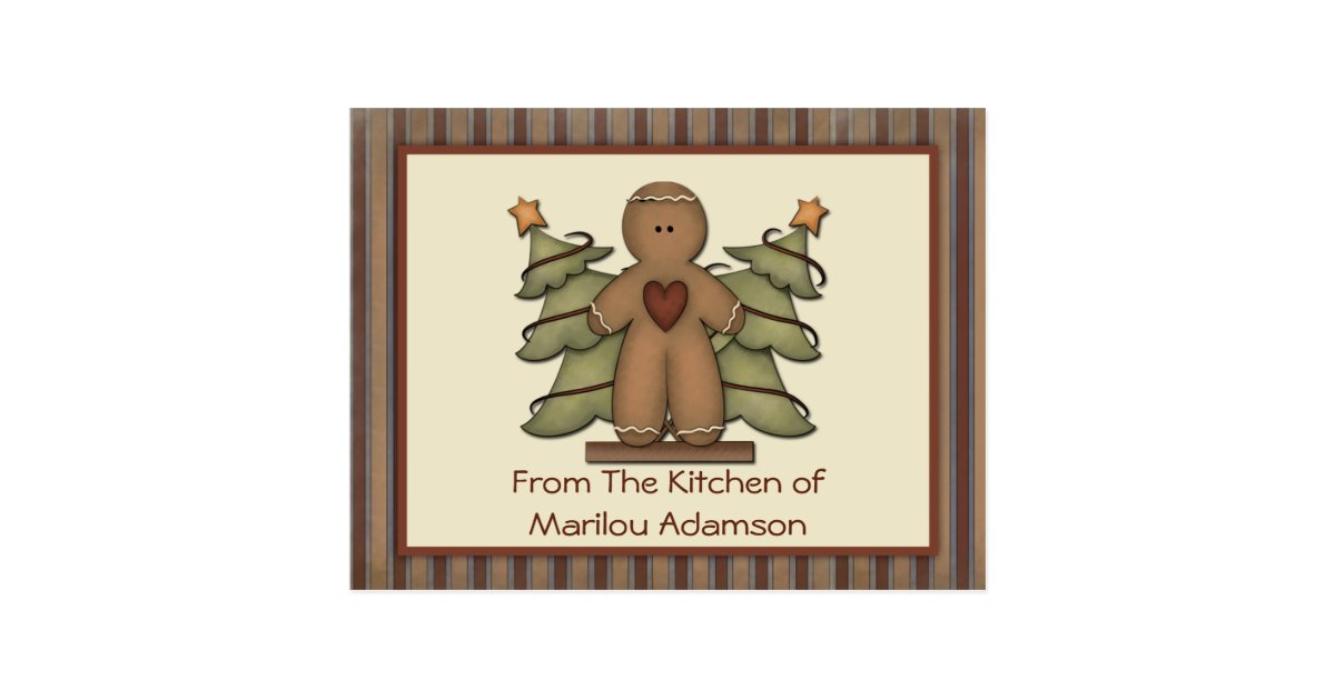 Primitive Gingerbread Man Recipe Cards | Zazzle.com