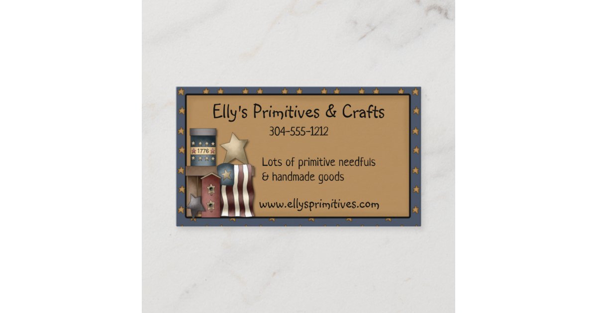 Primitive Patriotic Rustic Country Business Card | Zazzle