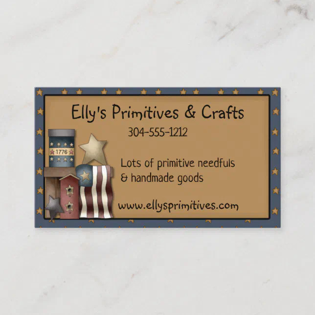 Primitive Patriotic Rustic Country Business Card | Zazzle