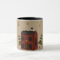 Primitive Red Colonial in the Snow Mug | Zazzle