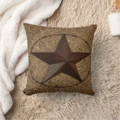 Primitive rustic burlap western country texas star throw pillow | Zazzle