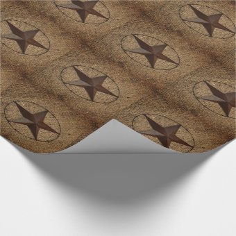 Primitive rustic burlap western country texas star wrapping paper | Zazzle