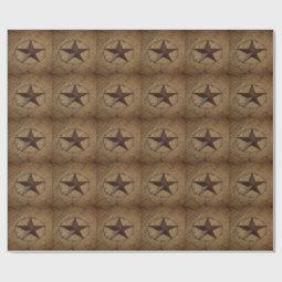 Primitive rustic burlap western country texas star wrapping paper | Zazzle