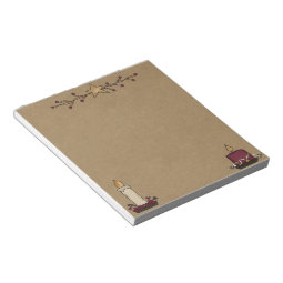 Primitive Rustic Note Pad with Candles & Berries | Zazzle