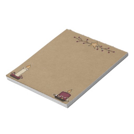 Primitive Rustic Note Pad with Candles & Berries | Zazzle