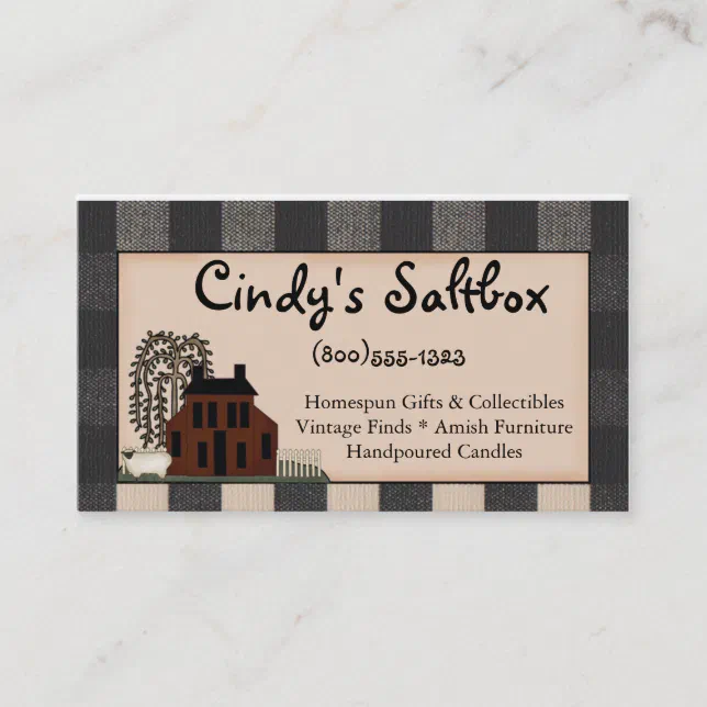Primitive Saltbox Country Business Card | Zazzle