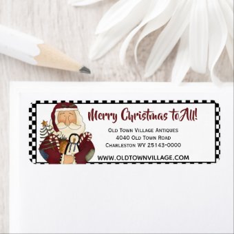 Primitive Santa Claus Return Address Label | Zazzle