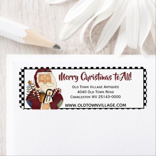 Primitive Santa Claus Return Address Label | Zazzle