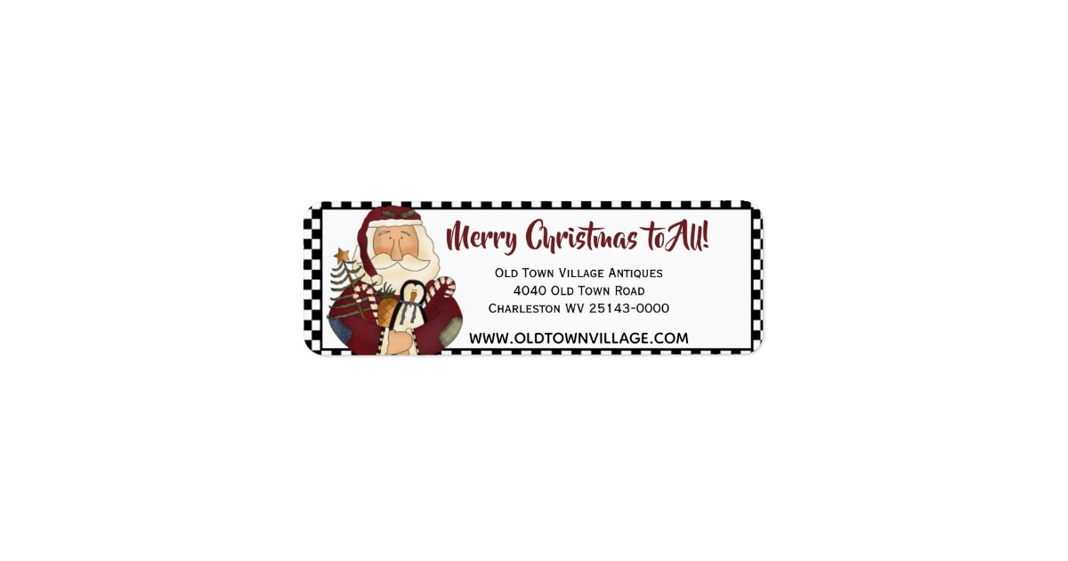 Primitive Santa Claus Return Address Label | Zazzle