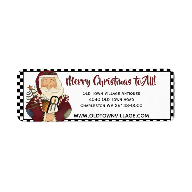 Primitive Santa Claus Return Address Label | Zazzle