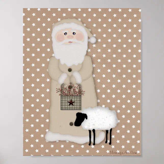 Primitive Santa Poster | Zazzle